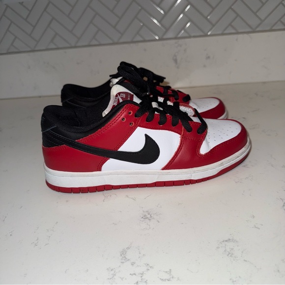 Nike | Shoes | Nike Sb Dunks Red And White Low Sneakers Size Womens 7 ...